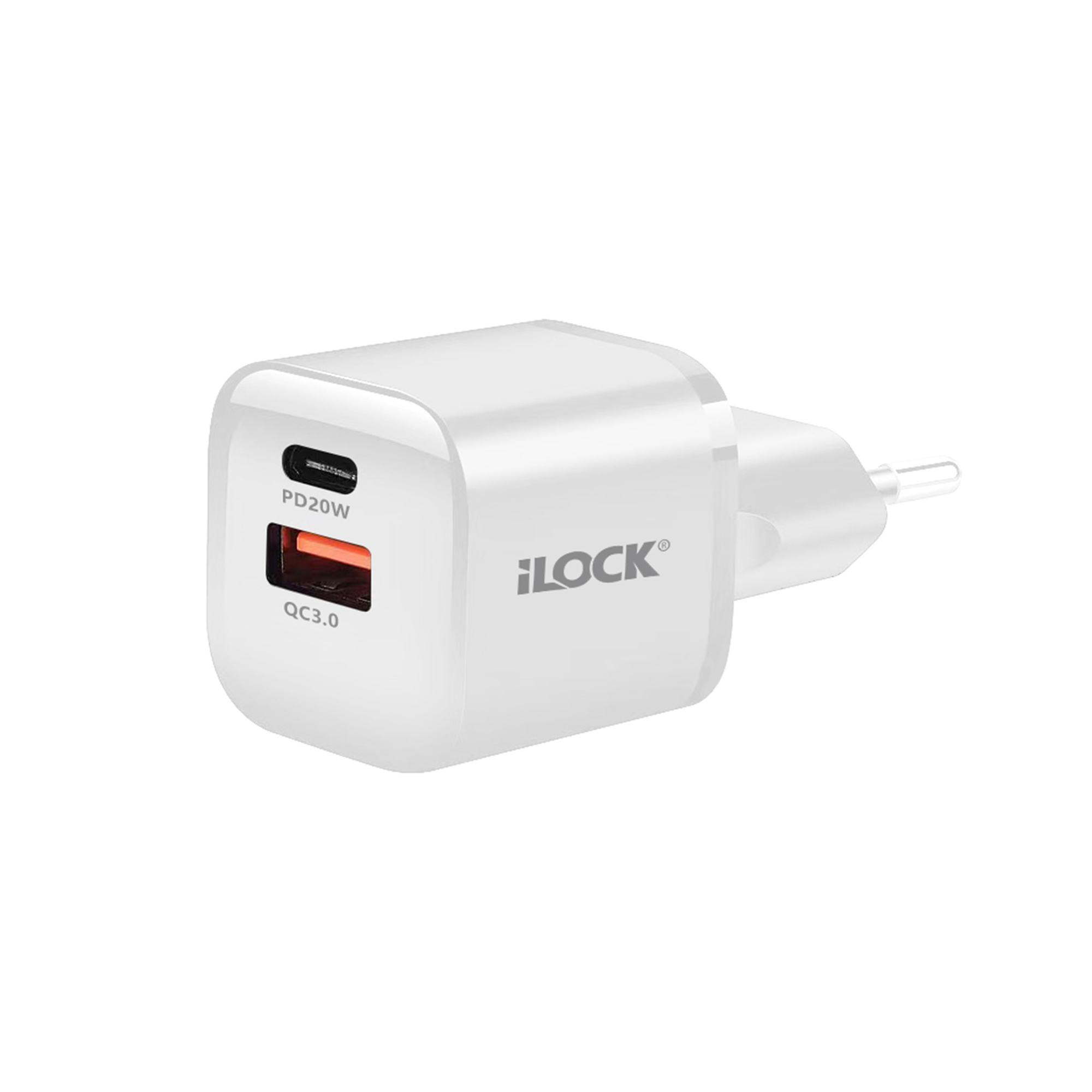 Wall Fast Charger 20W Dual Port (USB-A & USB-C) | QC 3.0 – iLock