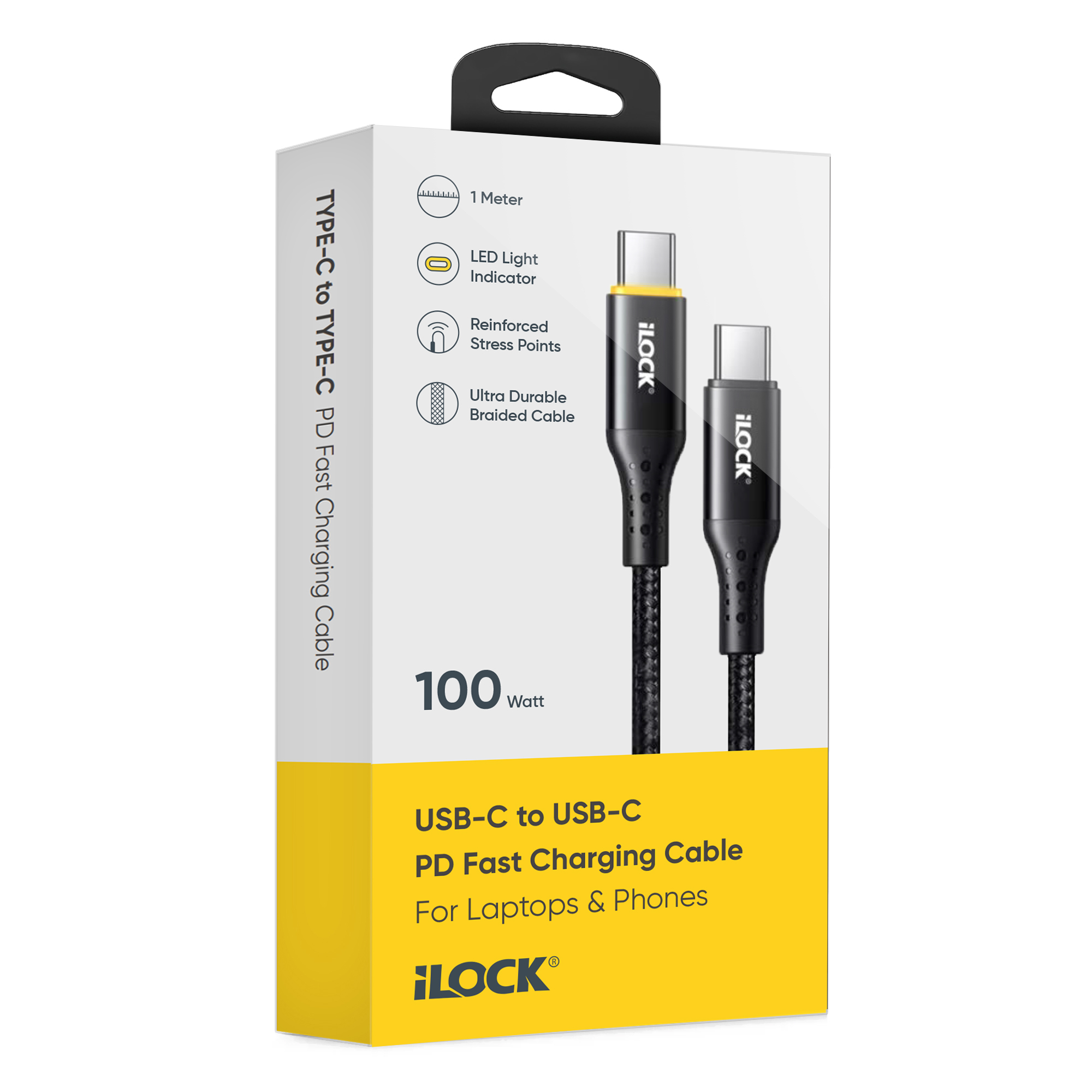 Fast Charging Cable 100 Watt USB-C to Type-C | Braided Cable | LED ...